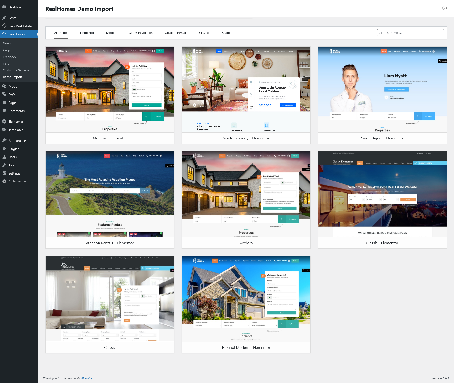 Demo Import - RealHomes Documentation